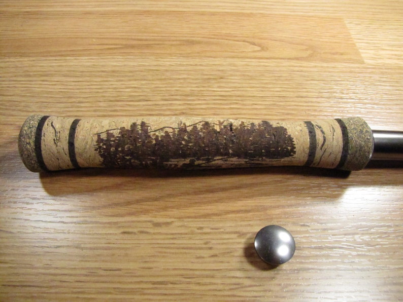 Full Wells Fly Rod Handle With Laser Burned Fisherman on a Lake Scene ...