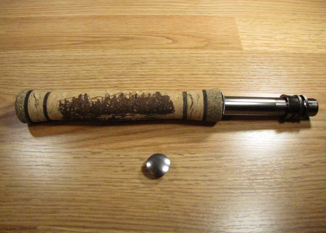 Full Wells Fly Rod Handle With Laser Burned Fisherman on a Lake Scene ...