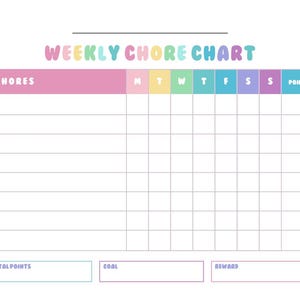 Kids Chore Chart Printable – Rainbow Reward Chart for Children ...