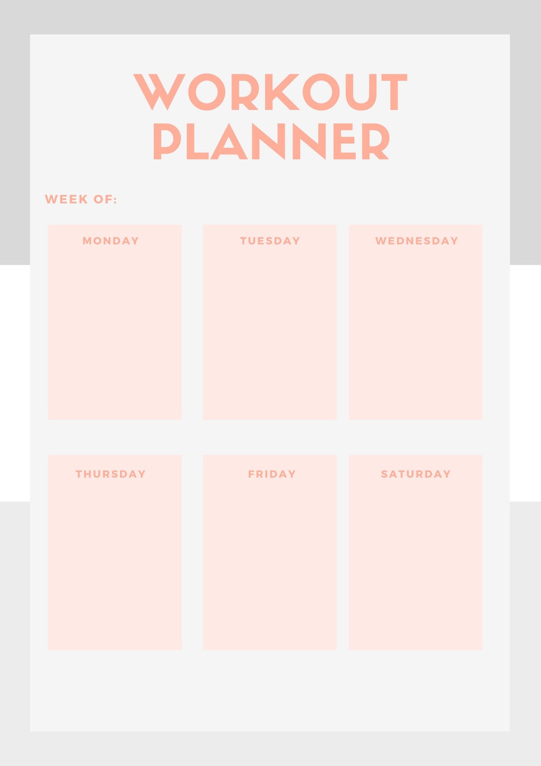 Printable Weekly Workout Planner Digital Download - Etsy