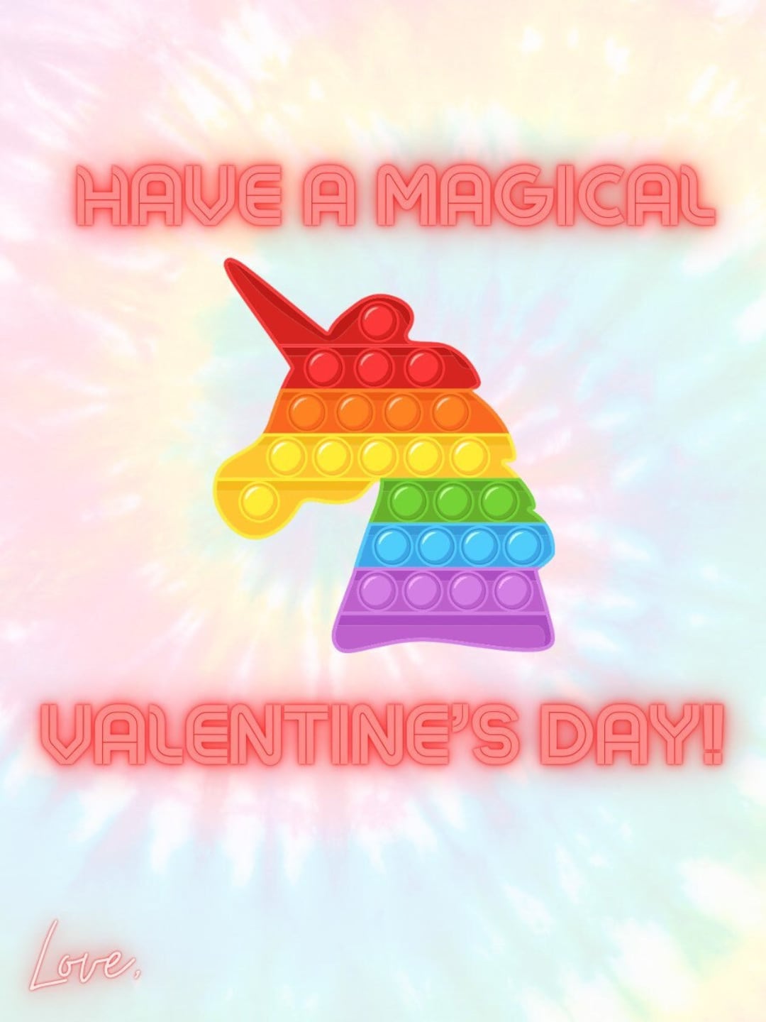 Unicorn Fidget Popper Valentines Day Card for Kids Digital Download ...