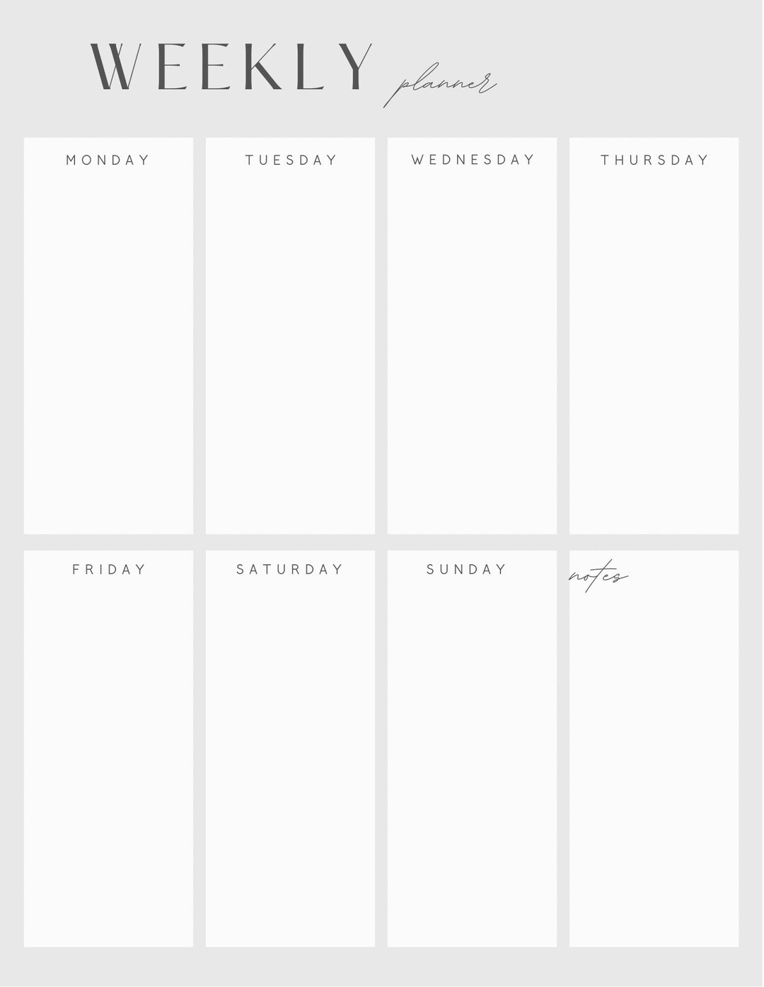 Printable Minimalist Weekly Planner Digital Download - Etsy