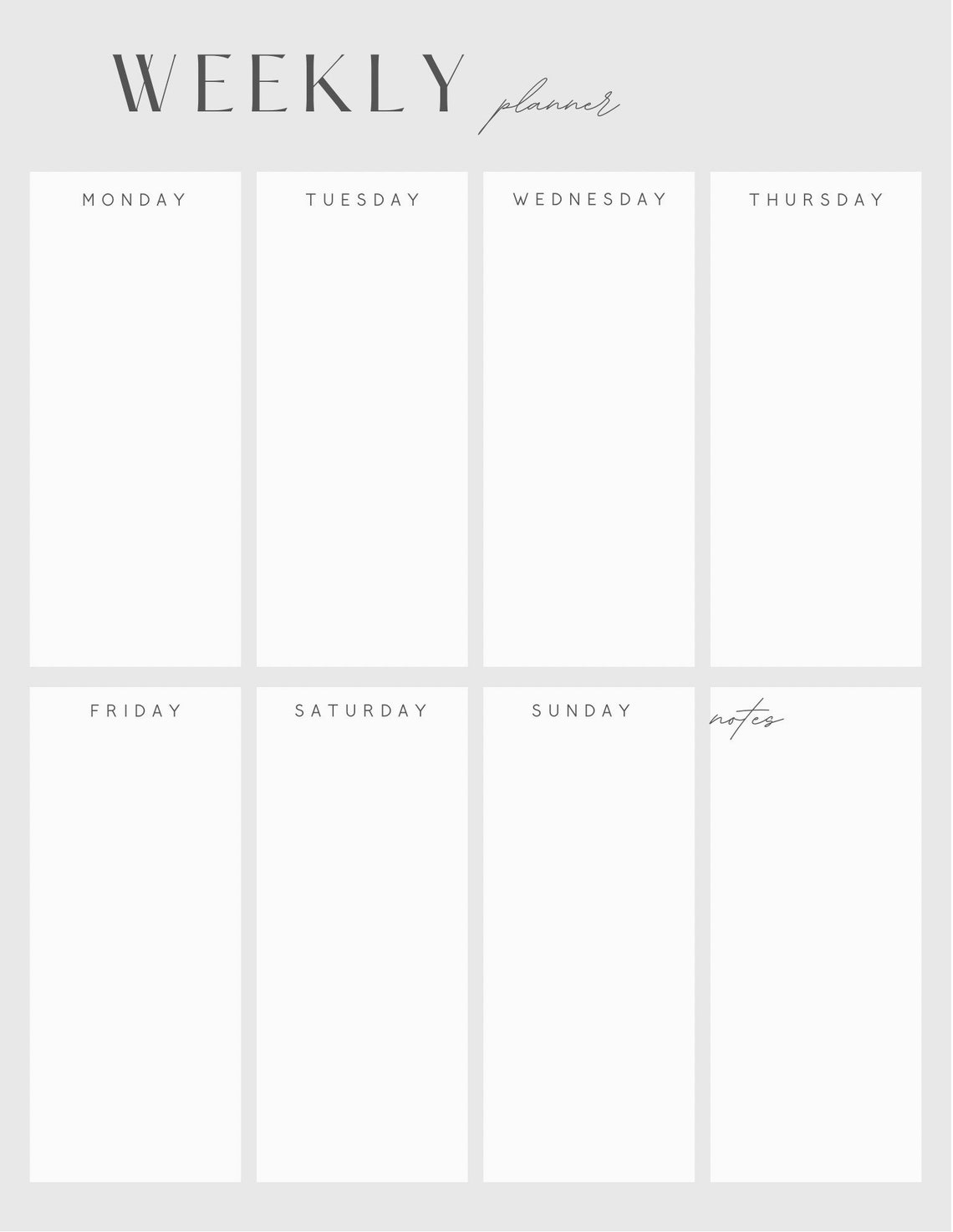 Printable Minimalist Weekly Planner Digital Download - Etsy