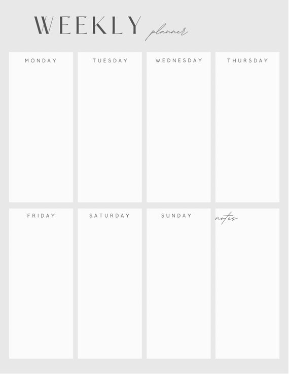 Printable Minimalist Weekly Planner Digital Download - Etsy