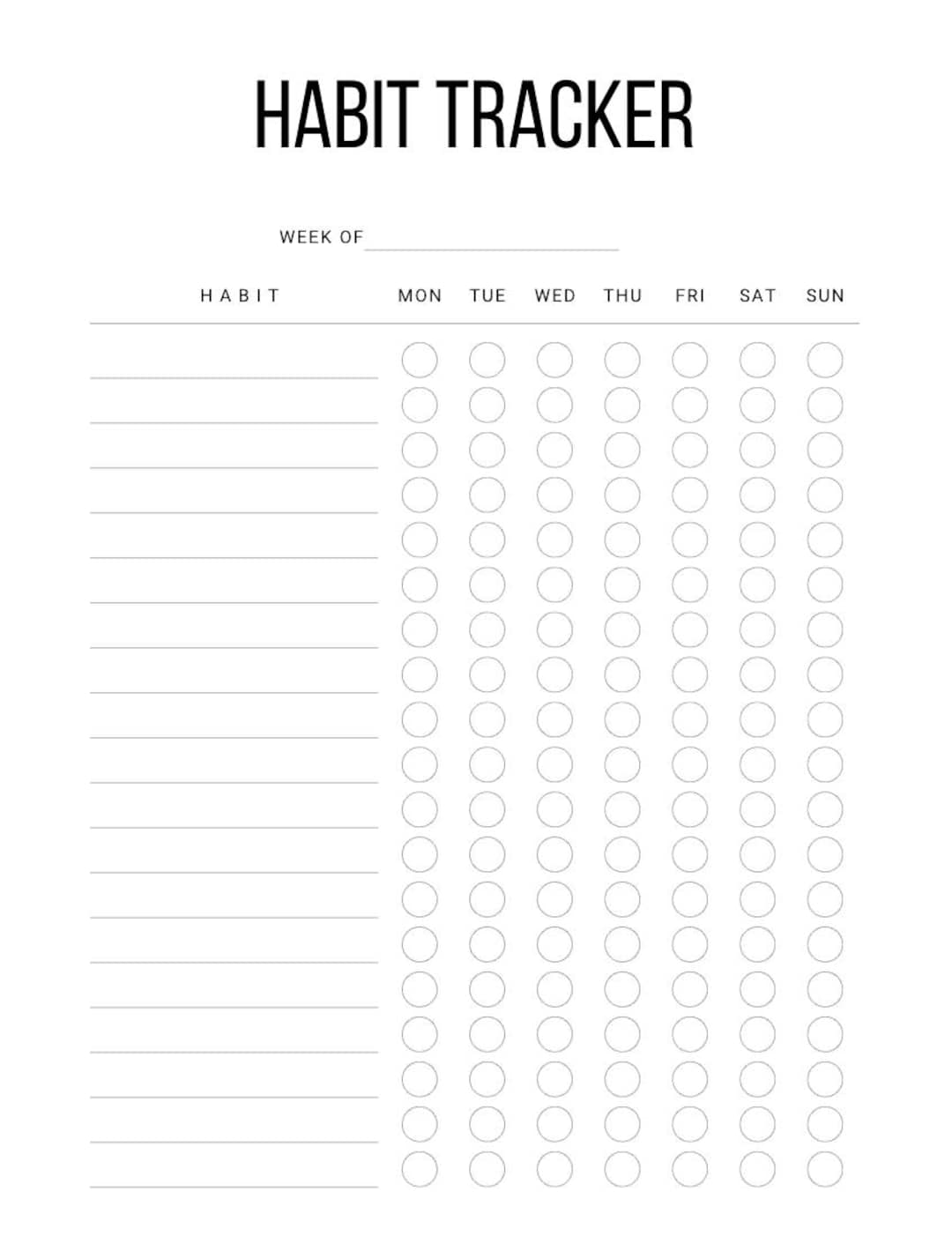 Minimalist Habit Tracker Printable – Weekly Habit Tracker PDF Download ...