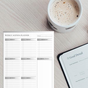 Weekly Agenda Planner Bundle Printable – Black and White Minimalist ...