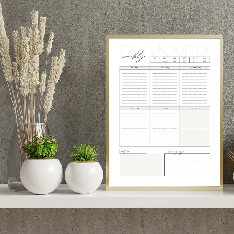 Minimalist Weekly Planner Printable – Elegant Black & White Design ...