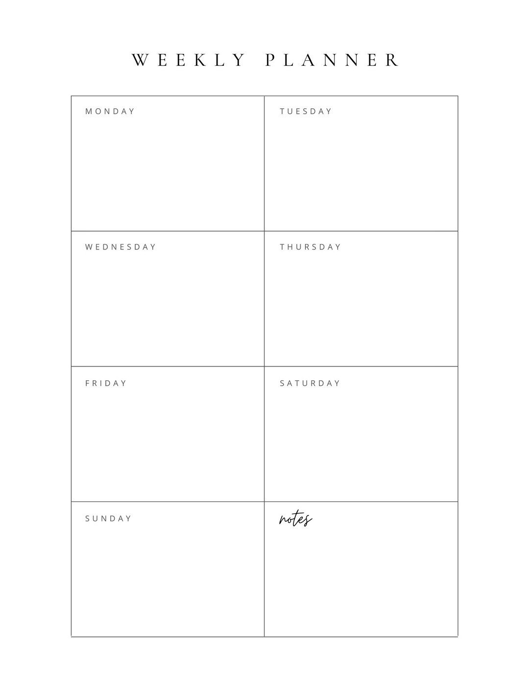 Printable Minimalist Weekly Planner Digital Download - Etsy