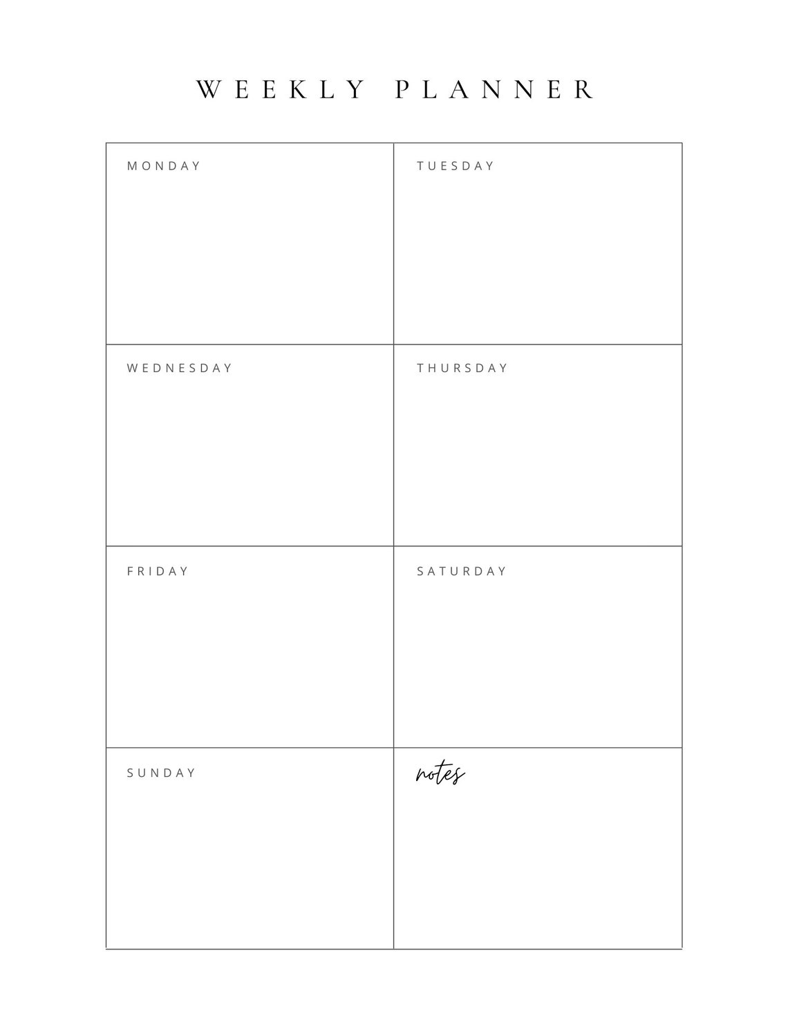 Printable Minimalist Weekly Planner Digital Download - Etsy