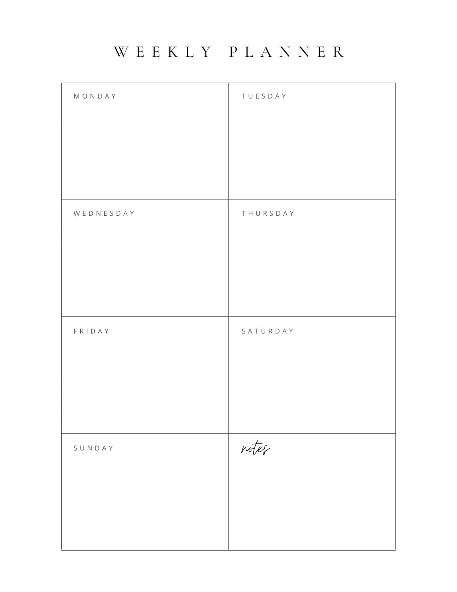 Printable Minimalist Weekly Planner Digital Download - Etsy