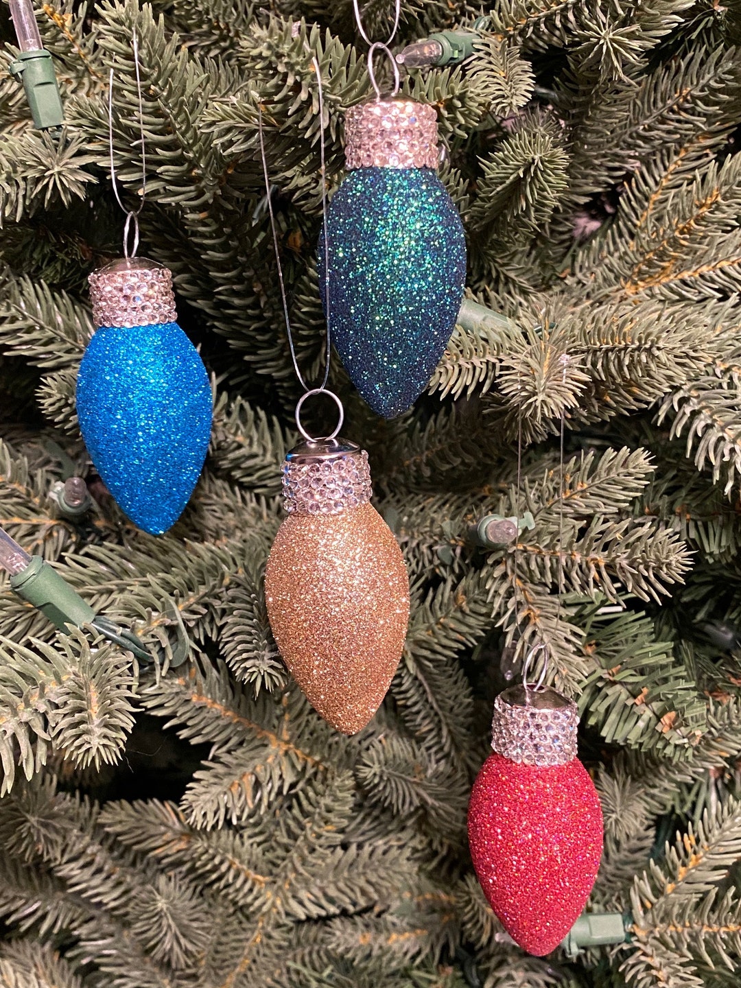 Light Bulb Glitter Christmas Ornaments Set-4 by Ympart - Etsy