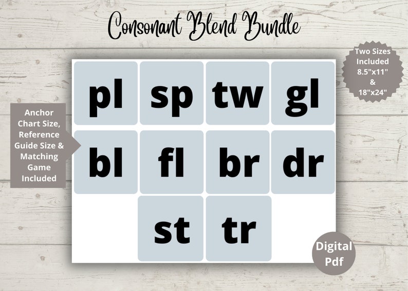 Consonant Blends Printable Anchor Chart Hands-on Matching - Etsy