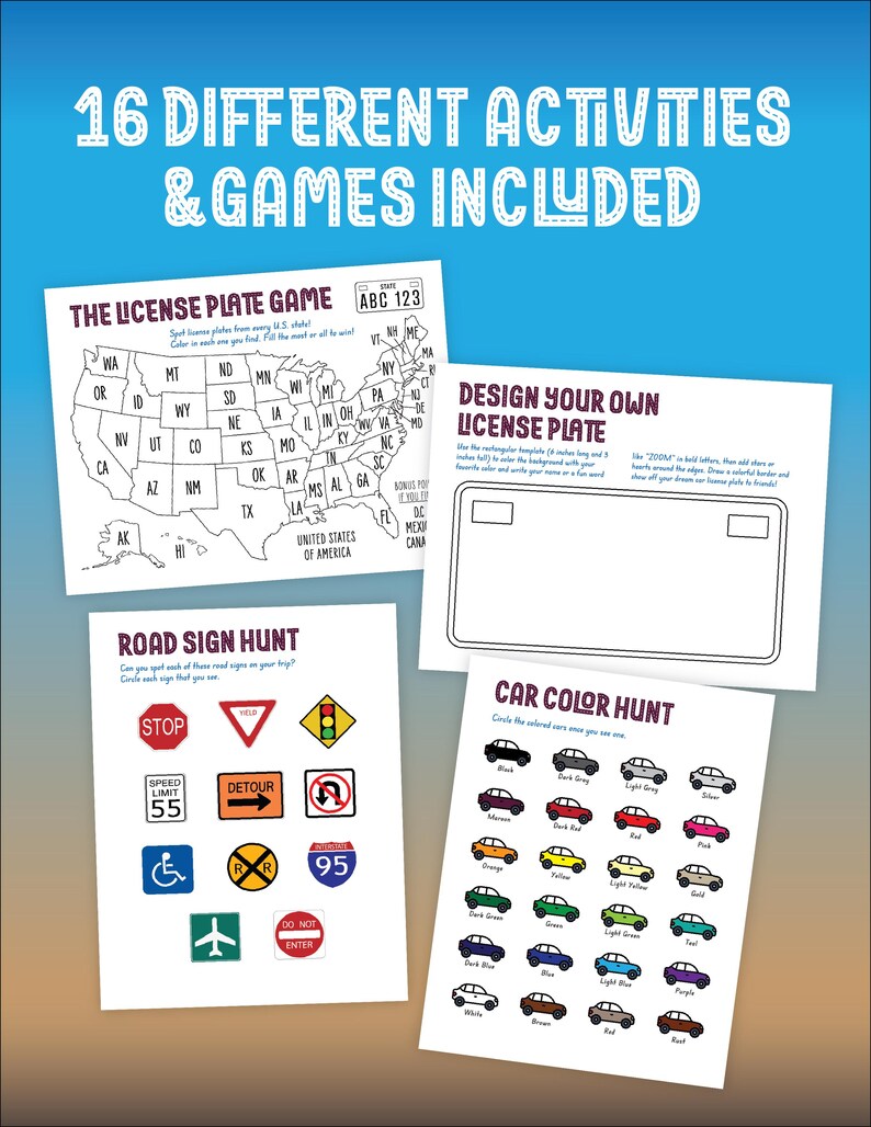 Road Trip Activity Printables for Kids - Etsy