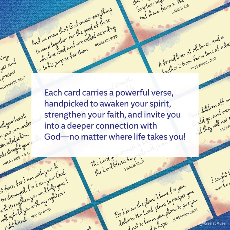 Watercolor Bible Verse Cards: Christian Affirmations (printable PDF Set ...