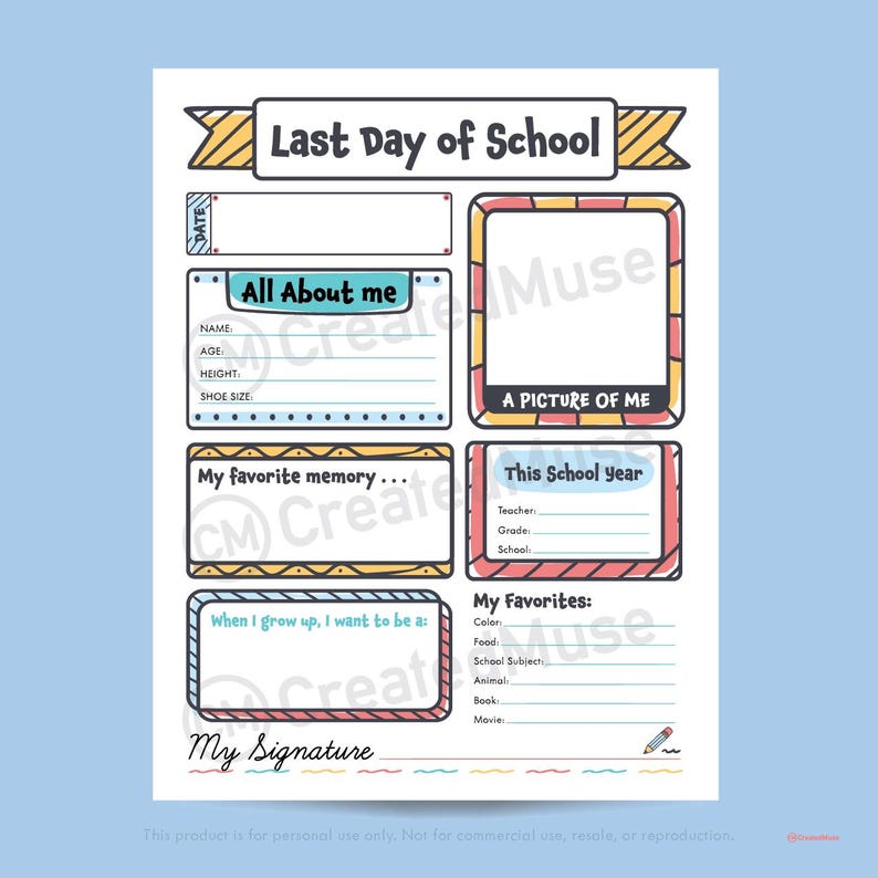 Printable First and Last Day of School Interview - Etsy