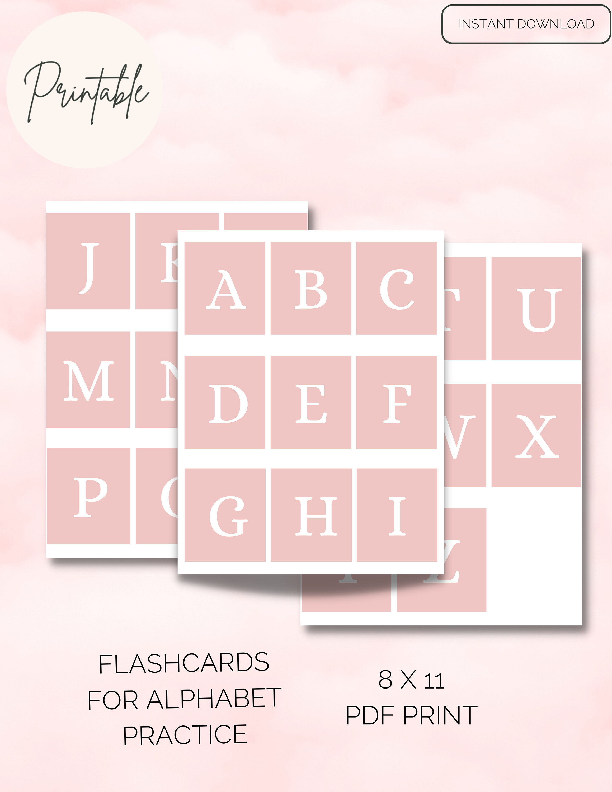 Alphabet Flash Cards, Montessori Printable, Toddler Learning, Instant ...