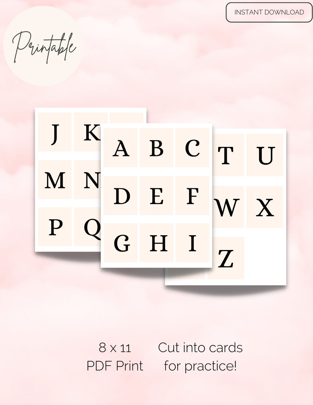 Alphabet Flash Cards, Montessori Printable, Toddler Learning, Instant ...