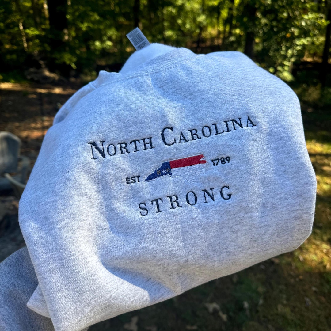 NORTH CAROLINA STRONG Embroidered Crewneck Sweatshirt - Etsy