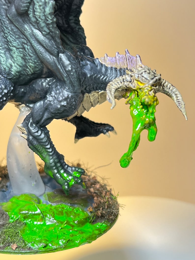 Young Black Dragon Poison Hand Painted Miniature Mini Dungeons Dragons ...