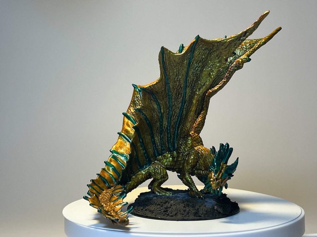 Young Gold Dragon Painted Miniature Dungeons Dragons D&D DND Pathfinder ...
