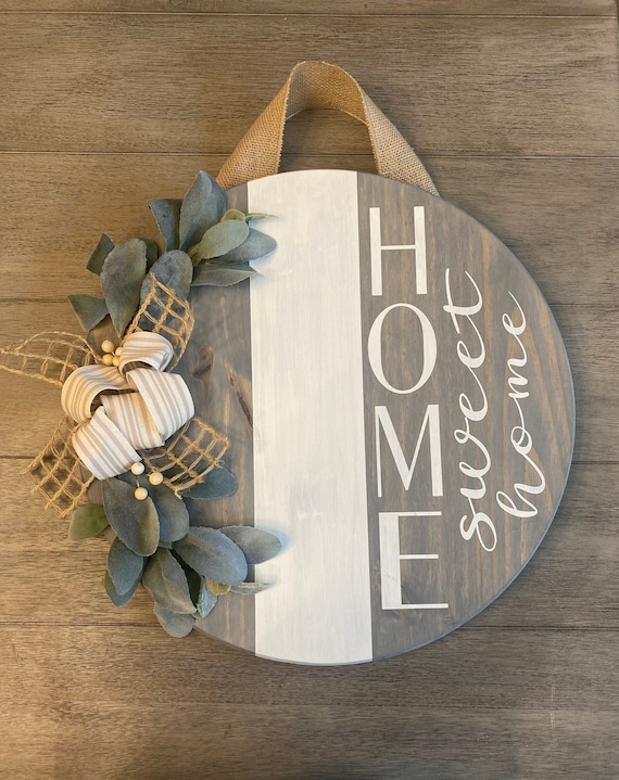Wood Round Welcome Sign Front Door Décor Welcome Hanger - Etsy