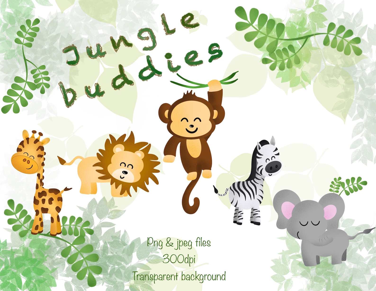 Jungle Buddies Set, Jungle Animals, Jungle Pack, Jungle Animals Clip ...