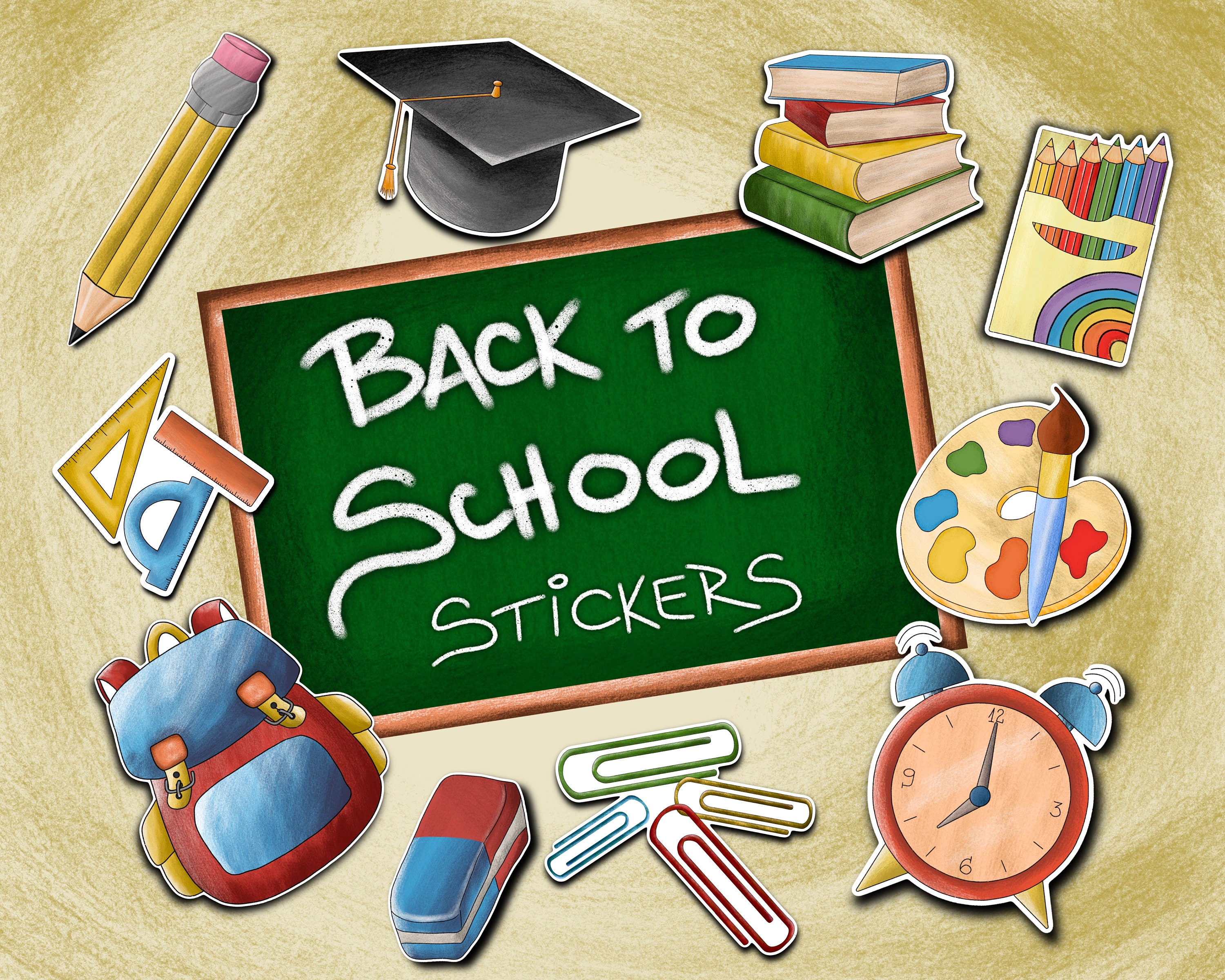 Back to School Stickers Set, School Stickers, Cute Colorful Stickers ...