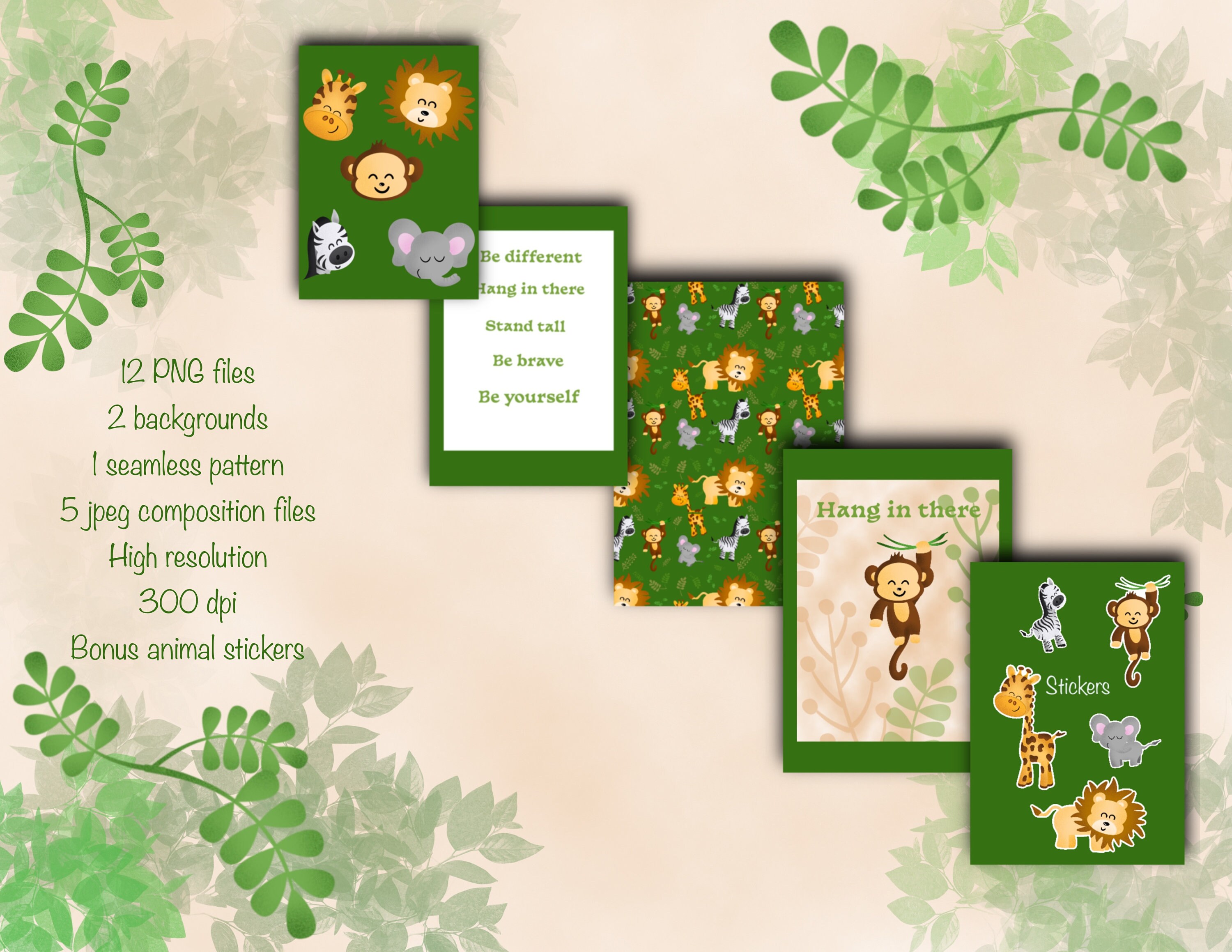 Jungle Buddies Set, Jungle Animals, Jungle Pack, Jungle Animals Clip ...