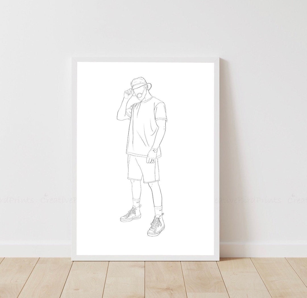 Male Line Drawing, Digital Print, Line Art, - Etsy