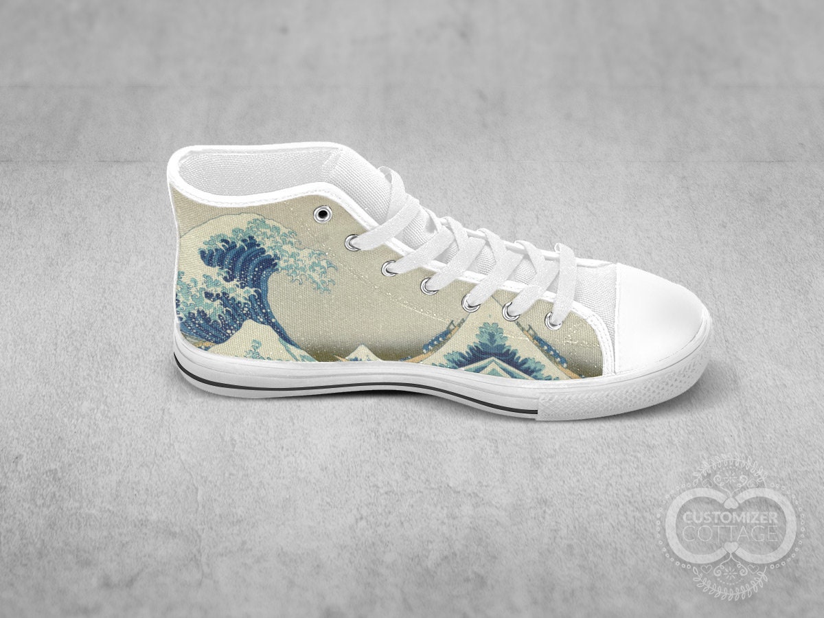 Great Wave off Kanagawa Painting Custom Made White Shoes - Etsy
