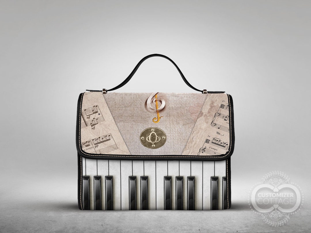 Piano With Sheet Music, Custom Made All Over Print Satchel Bag, Canvas ...