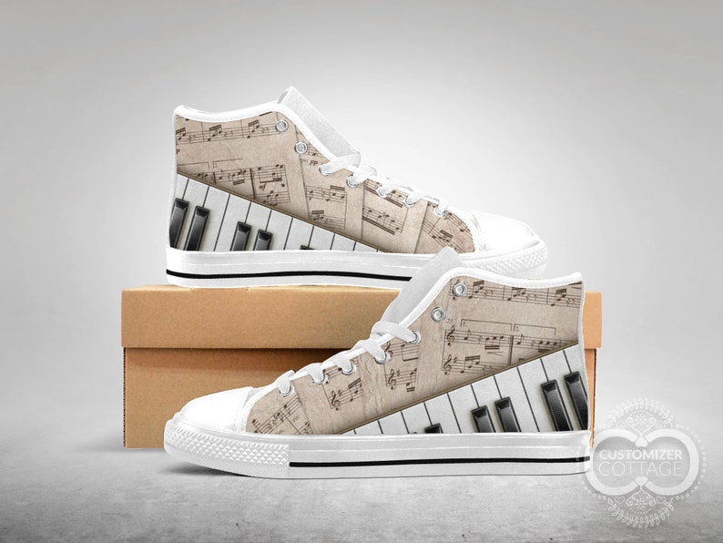 Piano With Sheet Music, Custom Made Black or White Shoes - Etsy