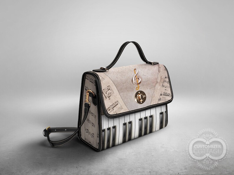 Piano With Sheet Music, Custom Made All Over Print Satchel Bag, Canvas ...
