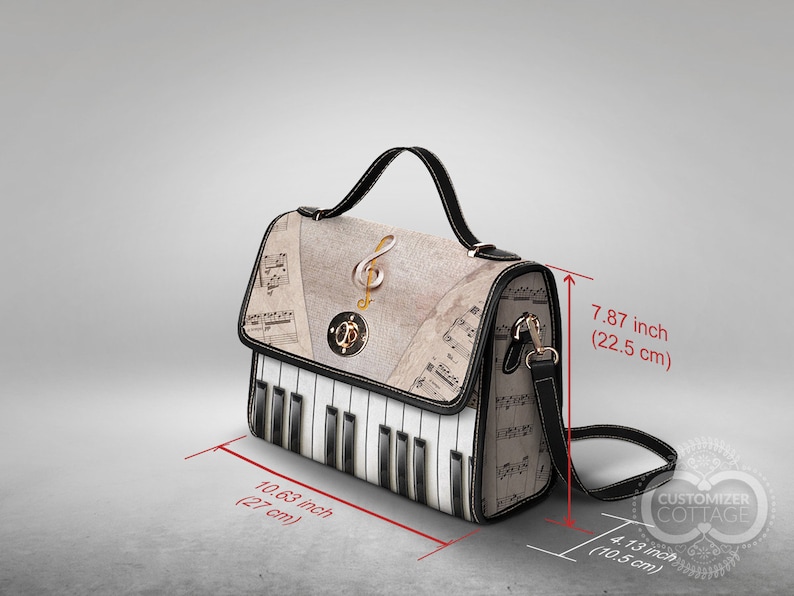 Piano With Sheet Music, Custom Made All Over Print Satchel Bag, Canvas ...