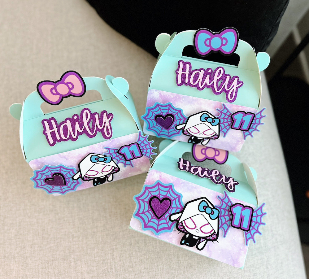Spider Gwen OR Hello Kitty & Spider Gwen Inspired Favor Boxes - Goodie ...