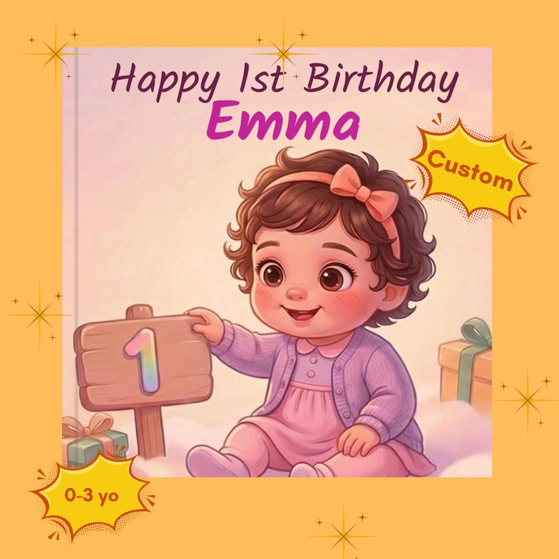 Personalized 1st Birthday Book for Baby Girl, First Birthday Gift ...