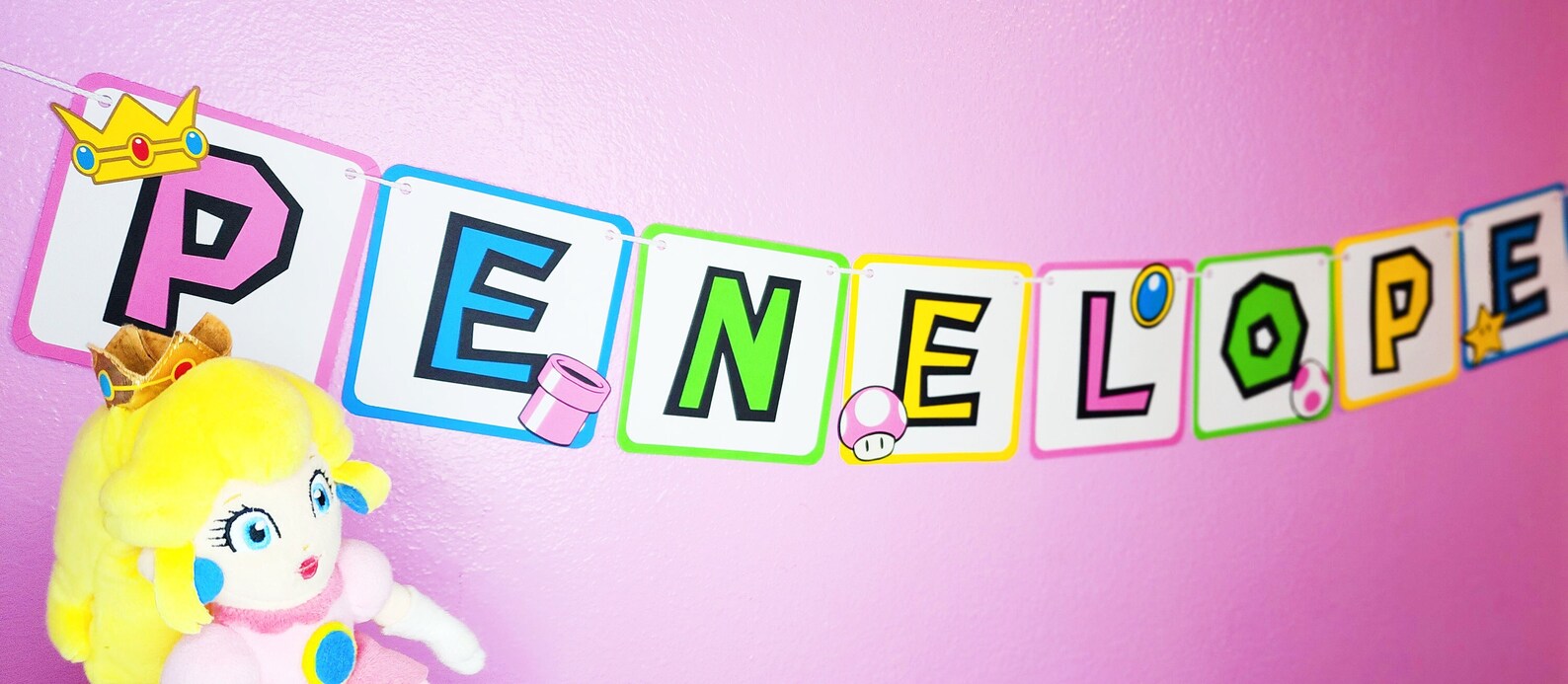 Princess Peach Birthday Banner, Princess Party Decor, Personalized Name ...