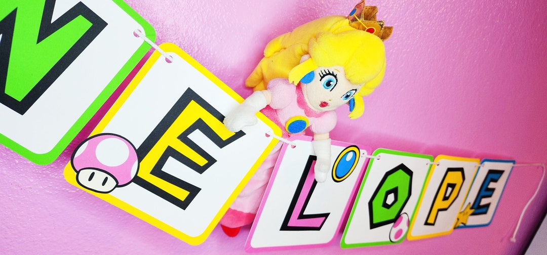 Princess Peach Birthday Banner, Princess Party Decor, Personalized Name ...