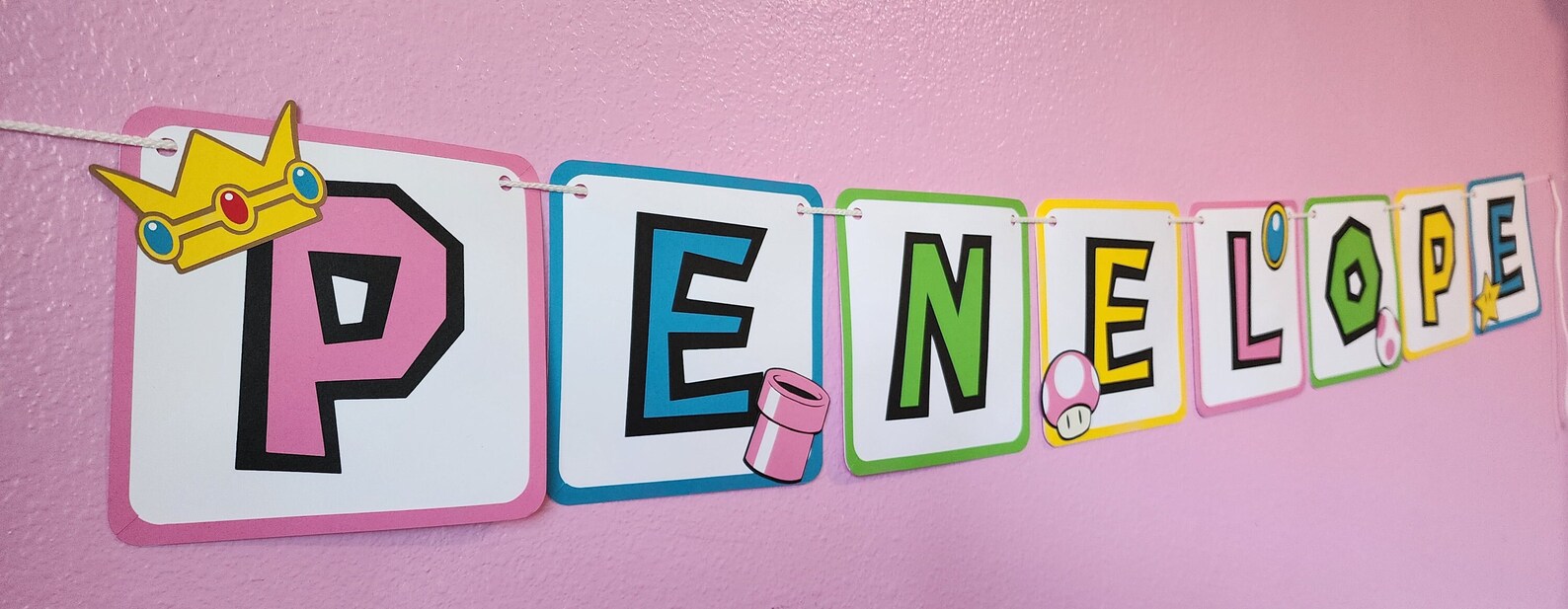 Princess Peach Birthday Banner, Princess Party Decor, Personalized Name ...