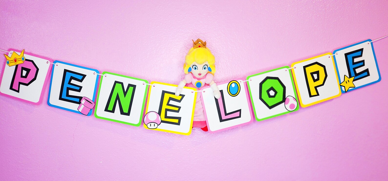 Princess Peach Birthday Banner Princess Party Decor Personalized Name Peachy Princess Mario