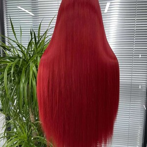Red Color Synthetic Lace Front Wig Heat Resistant Long Straight Drag ...