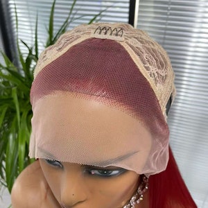 Red Color Synthetic Lace Front Wig Heat Resistant Long Straight Drag ...