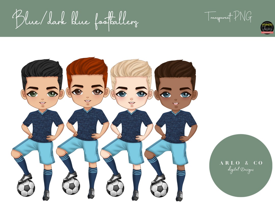 Footballers Boys Blue/dark Blue Football Boys Fashion Doll Sublimation ...