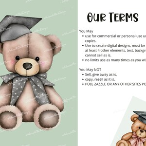 Celebration Graduation Teddy Bear Clipart Bundle Png Sublimation Design ...