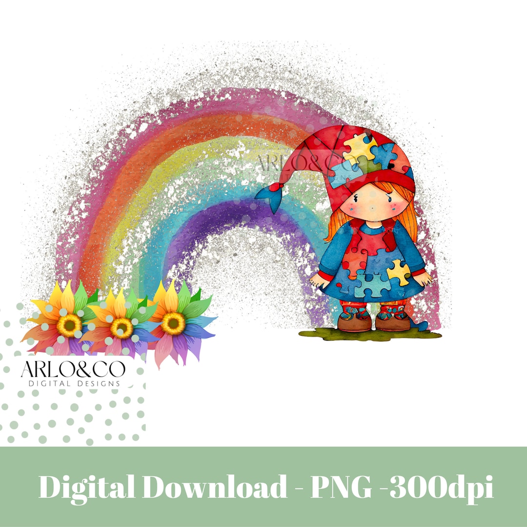 Autism Awareness Rainbow and Doll PNG Sublimation Design, Autism ...