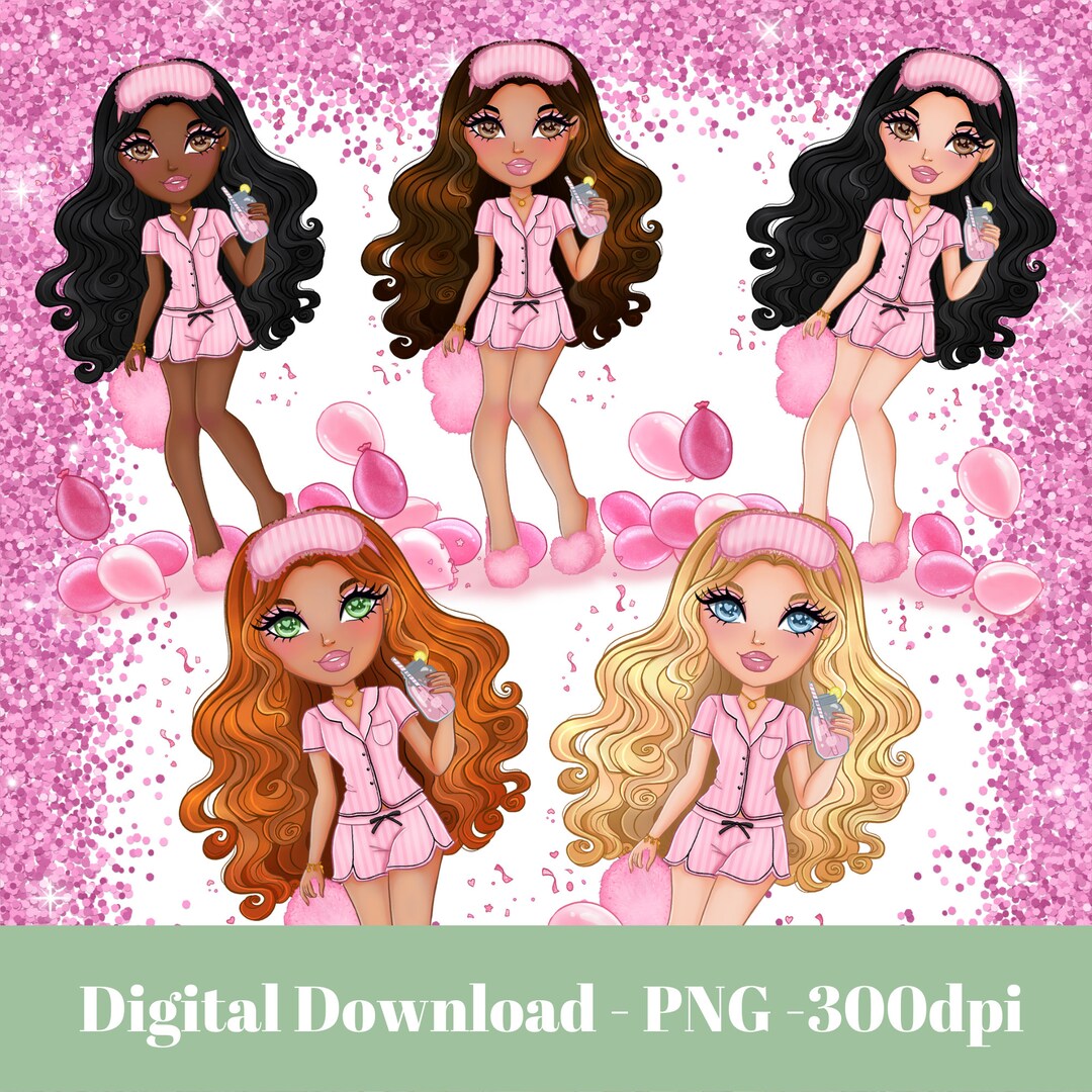 Girls Sleepover Fashion Doll Characters PNG Sublimation Design/slumber ...