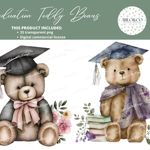 Celebration Graduation Teddy Bear Clipart Bundle Png Sublimation Design ...