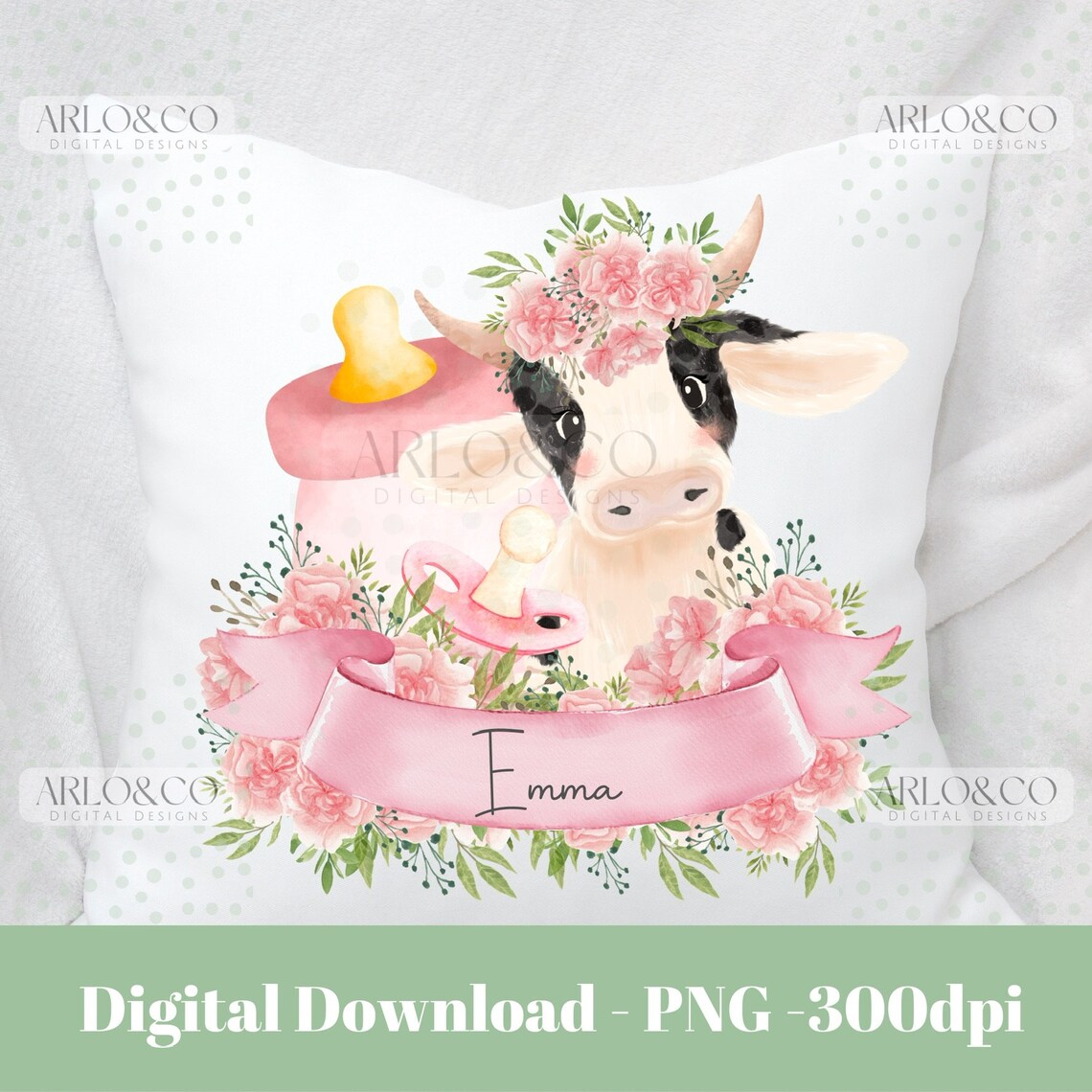 Cute Baby Girl Cow Png Clipart Digital Download/new Baby Girl - Etsy