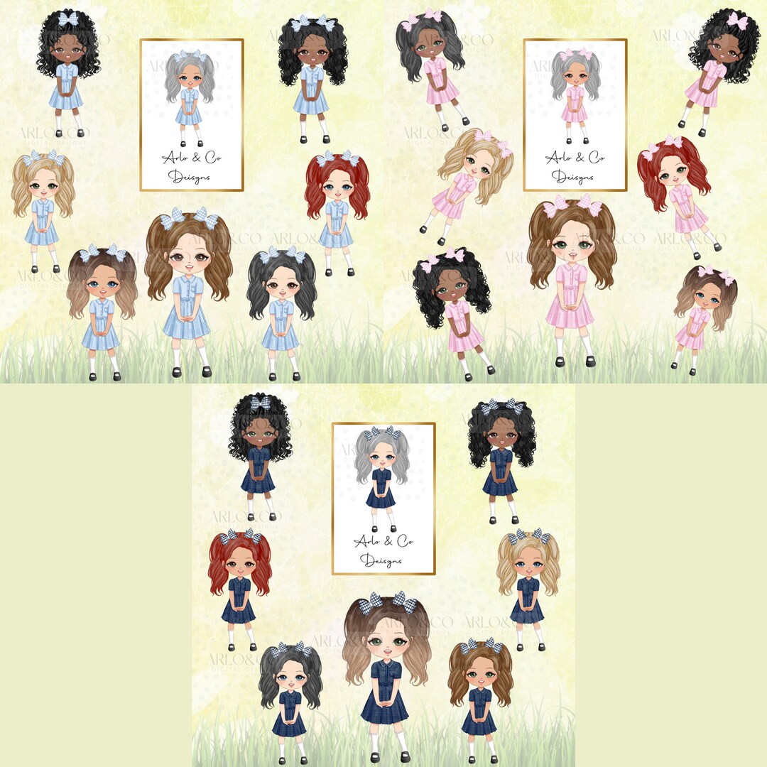 Complete Bundle Set of Cute School Girls Png Sublimation Design/back to ...