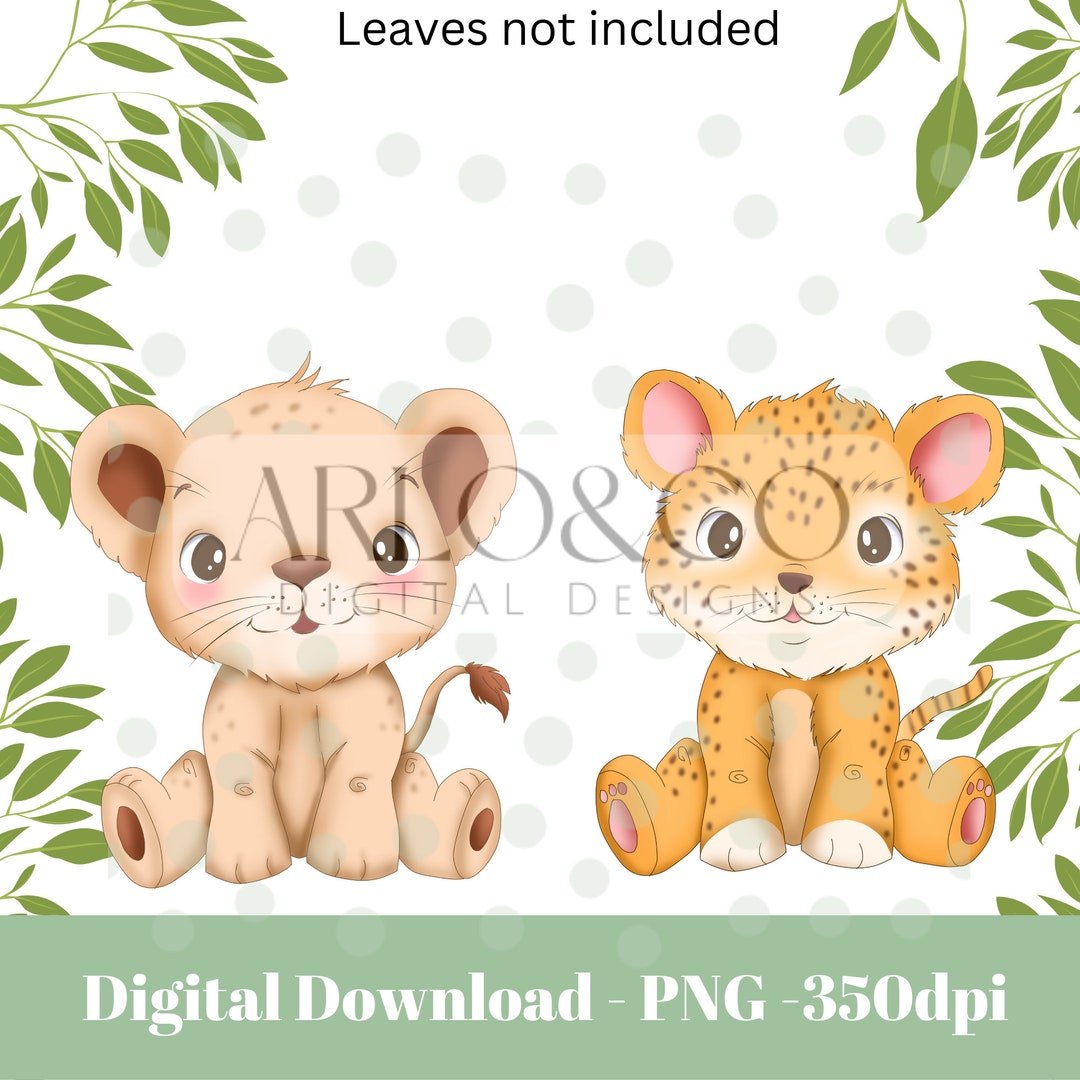 Cute Jungle Safari Baby Animals PNG Sublimation Design/clipart Set of ...